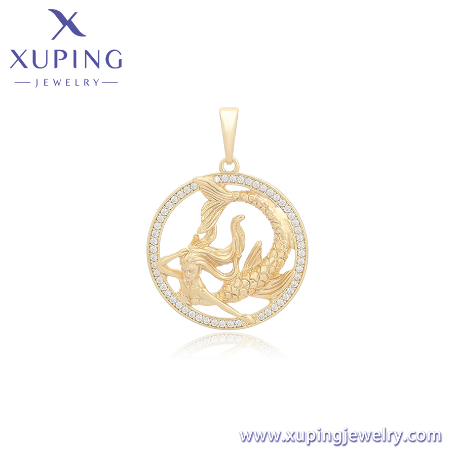 Wholesale Xuping Women's Single Diamond Pendant in yellow Gold Color